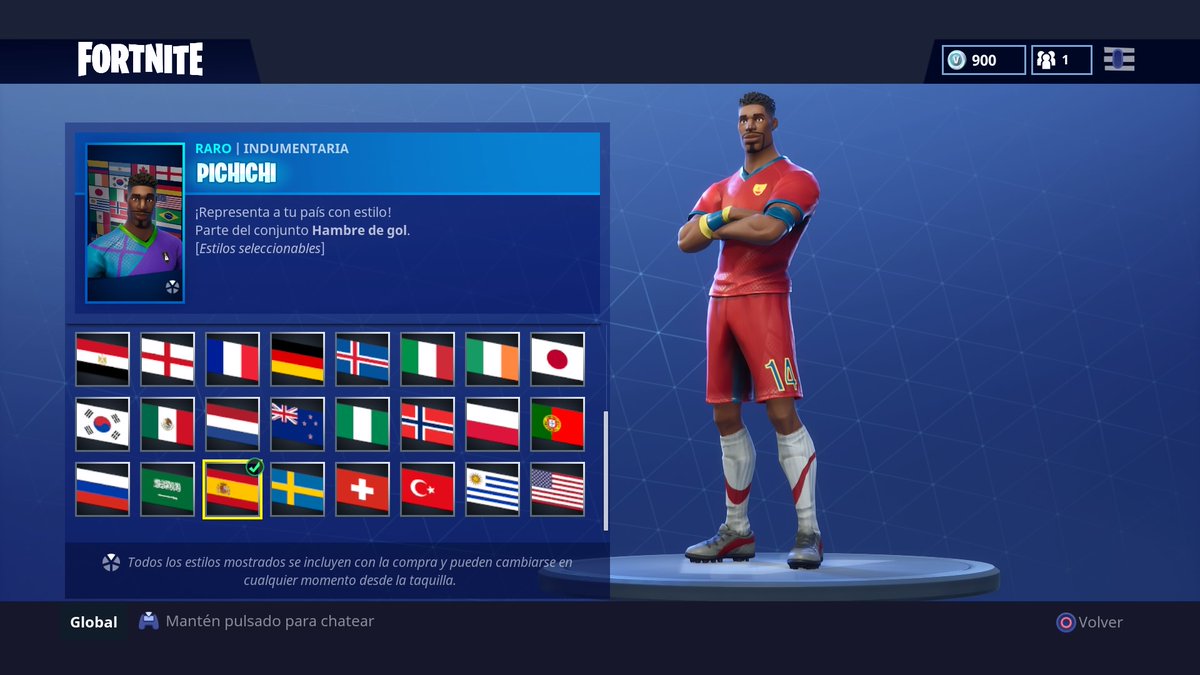 Ya están disponibles las 32 skins del Mundial de fútbol en Fortnite
