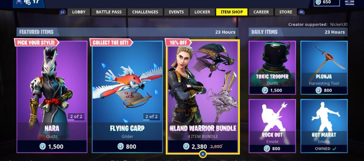 Fortnite elimina el Highland Warrior bundle de la tienda de forma temporal
