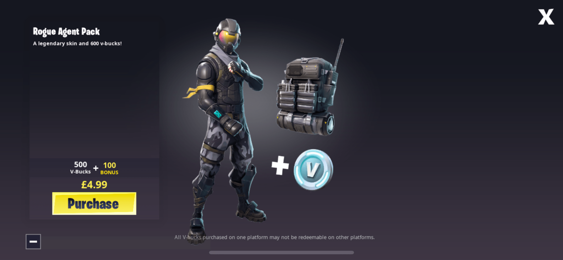 Fortnite recibe el starter pack "Rogue Agent" exclusivo para iOS