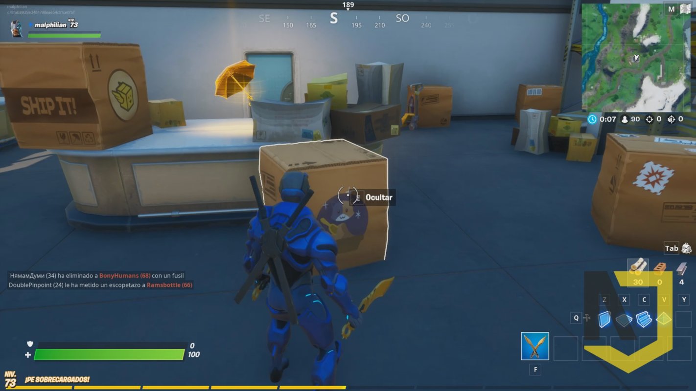 Desafío de Fortnite: escóndete en una caja de cartón en la fábrica de cajas