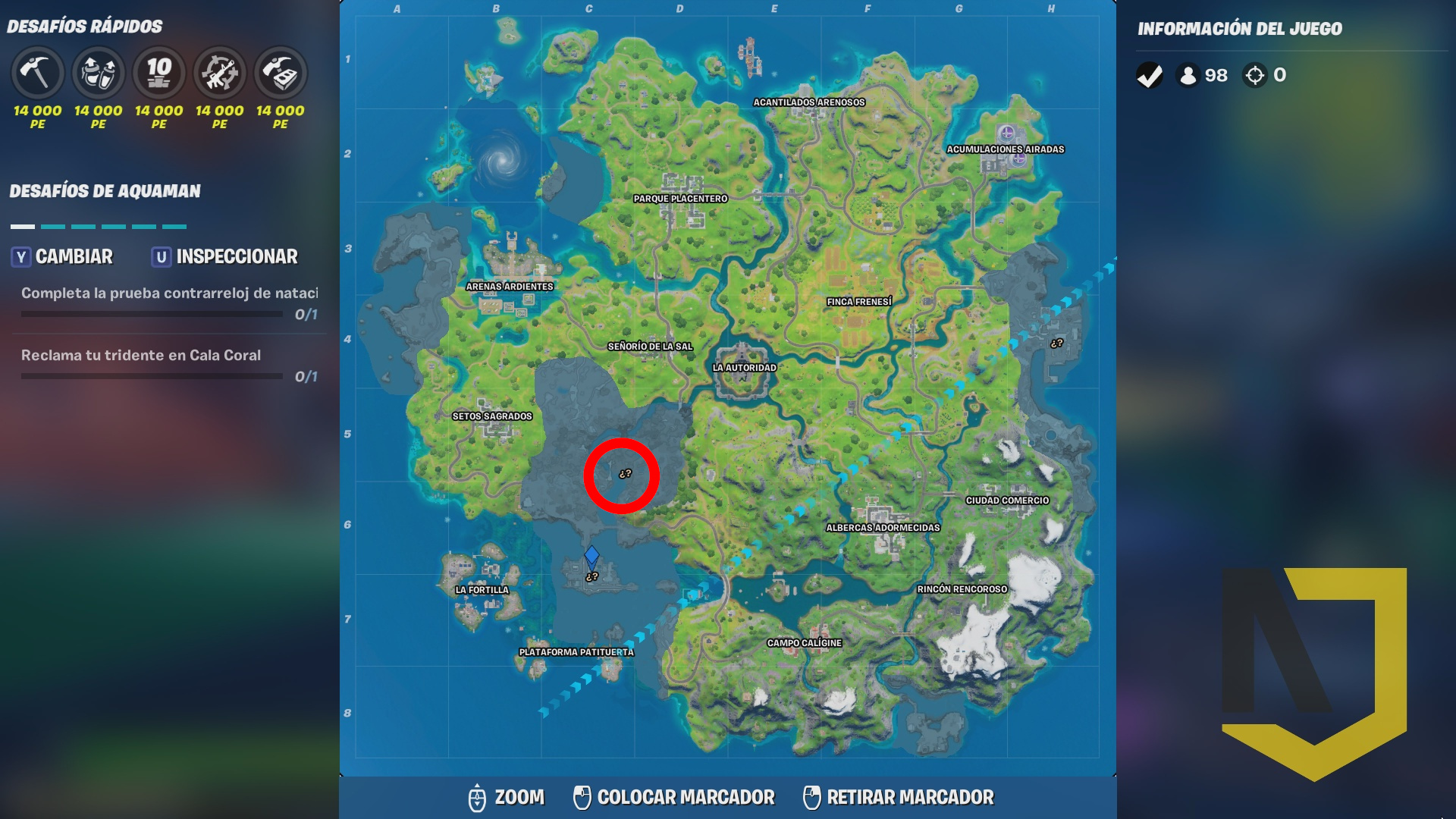 Fortnite: Reúne círculos flotantes en Alameda Afligida