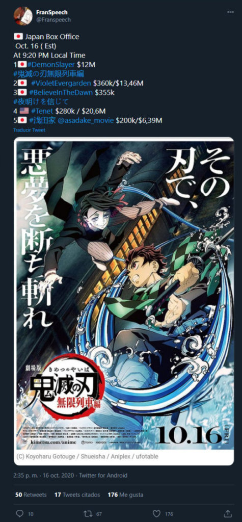 Kimetsu no Yaiba: El Tren Infinito arrasa en su estreno con cifras de ...
