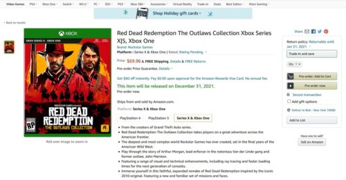 Amazon filtra la remasterización de Red Dead Redemption 1 y 2 para Xbox ...