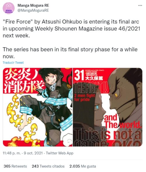 Fire Force entrará pronto en el arco final de su historia