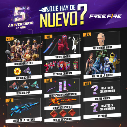Agenda semanal de Free Fire del 23 al 30 de agosto: todos los nuevos ...