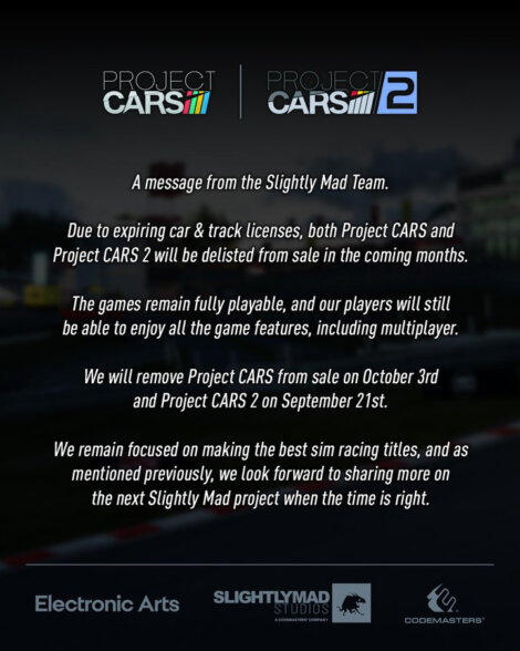 Project Cars 1 y 2 dejarán de estar disponibles en las tiendas ... Project Cars 1 y 2 dejarán de estar disponibles en las tiendas ...