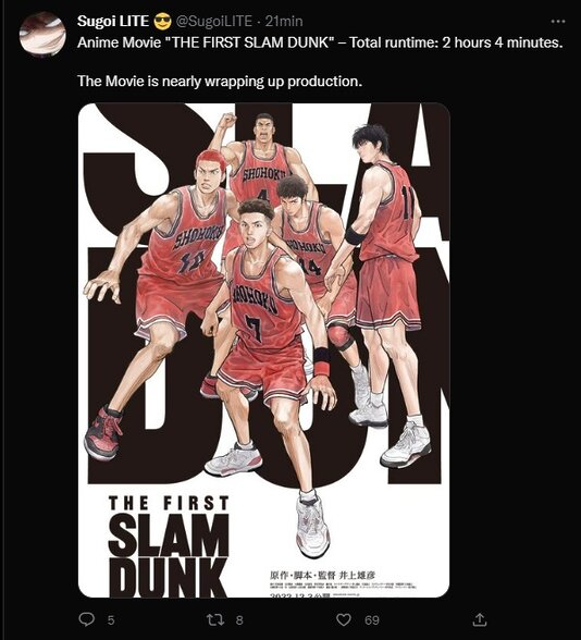 The First Slam Dunk: Esta es la duración de la película, y será ...