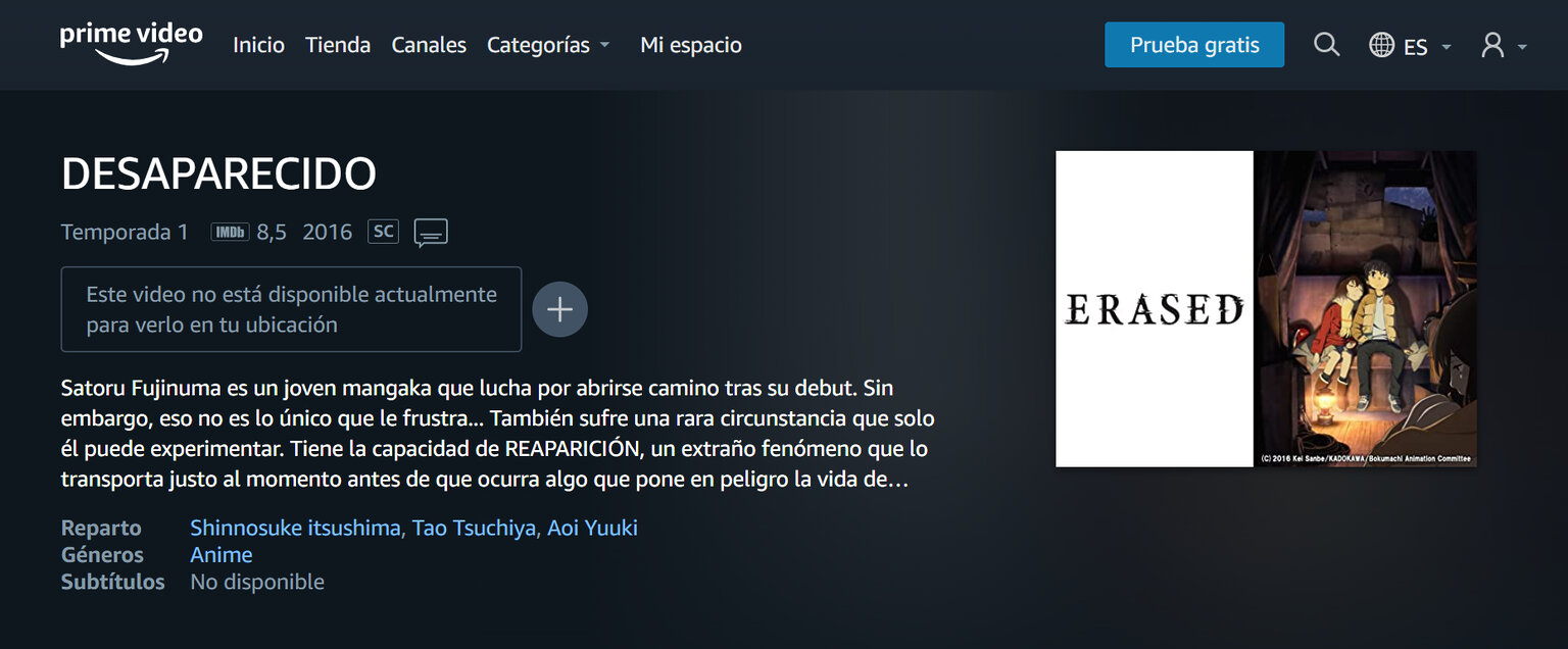 Erased: dónde ver el anime al completo