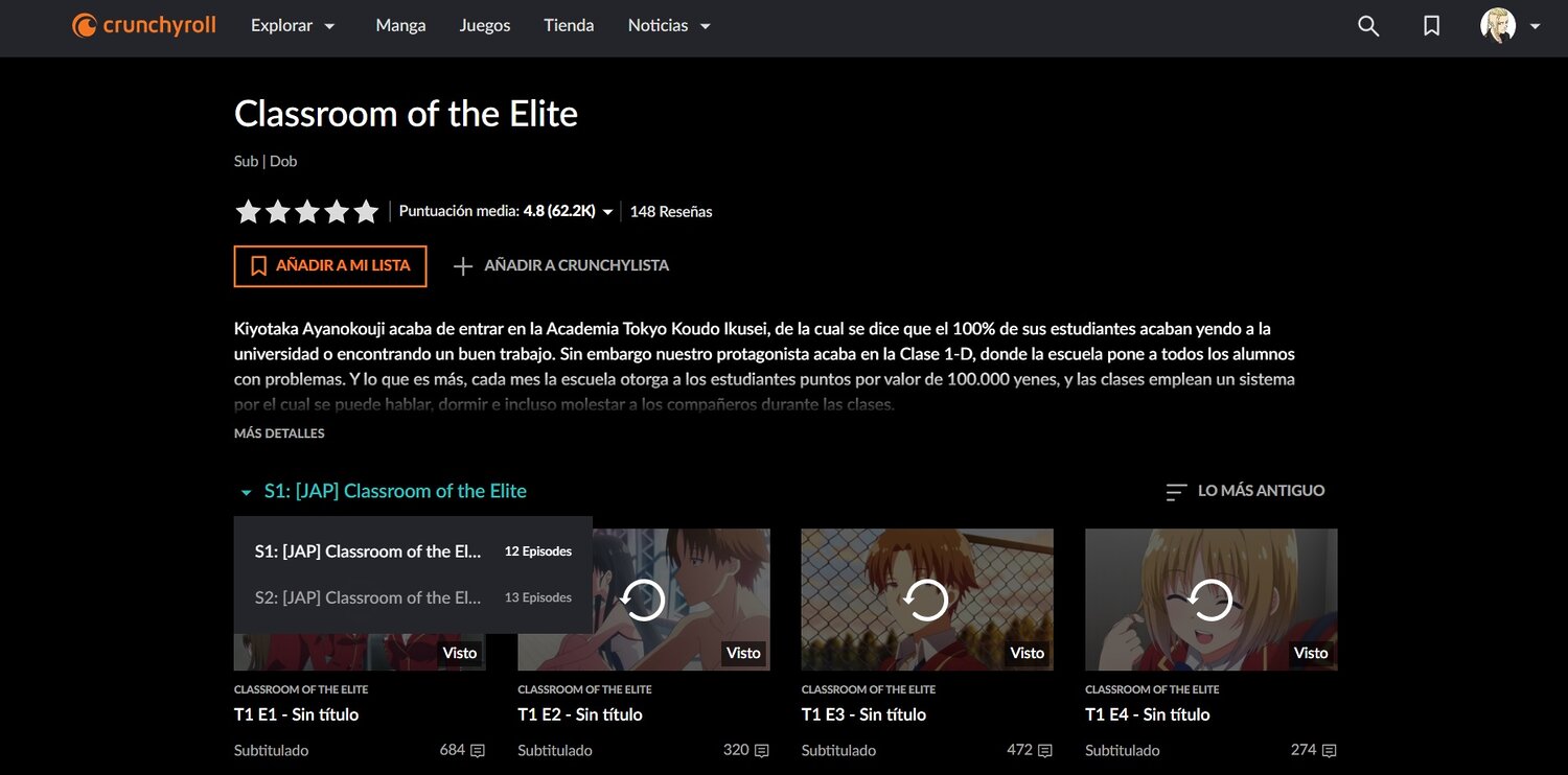 Classroom of the Elite: Dónde ver todo el anime