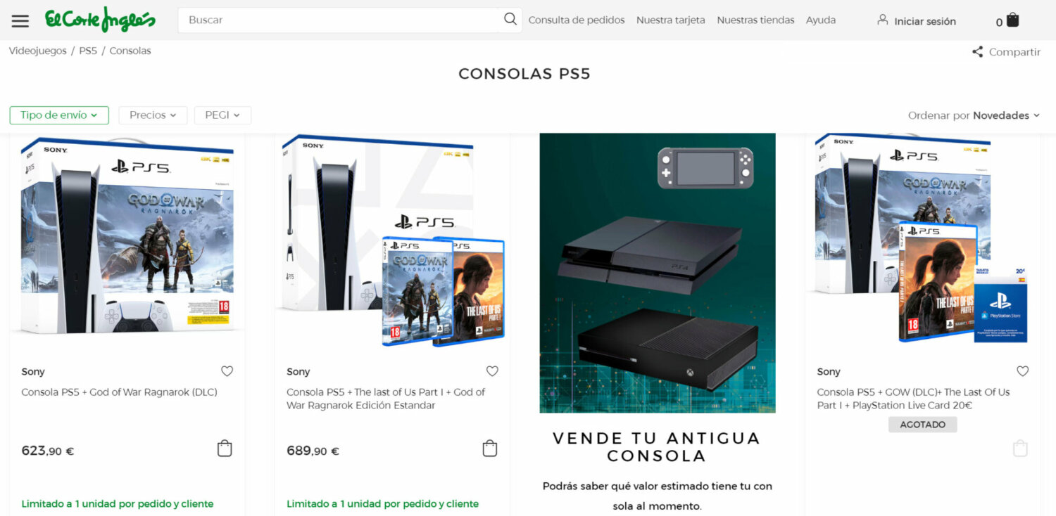 Así está el stock de PS5, precios, packs y donde comprarla al mejor precio