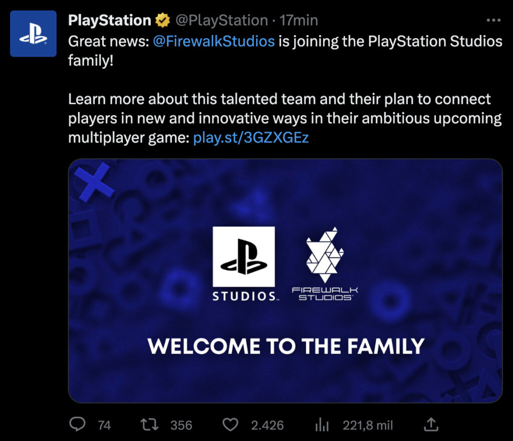 PlayStation Buys Firewalk Studios And This Is The Game They're Working On