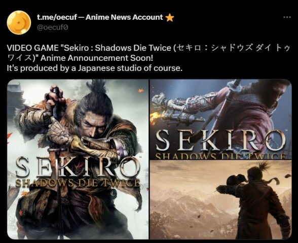 Sekiro: Shadows Die Twice tendrá su propio anime, según una filtración