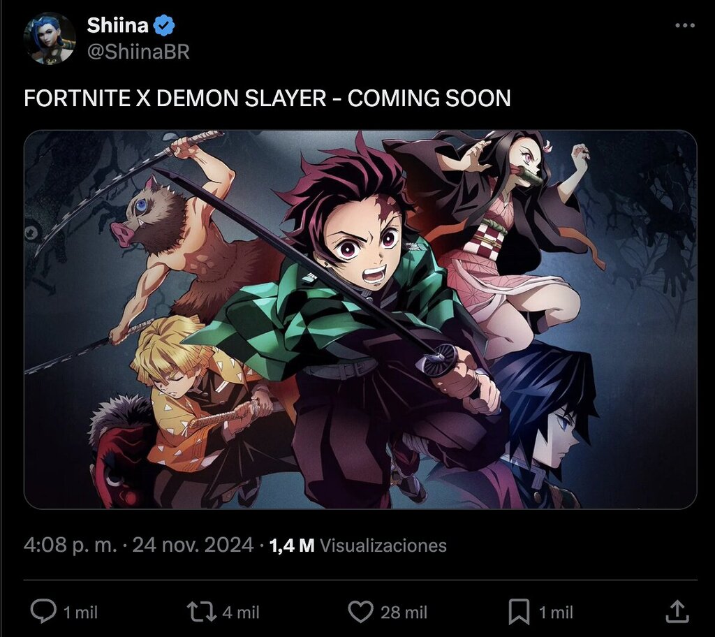 Fortnite se prepara para una colaboración con Kimetsu no Yaiba (Demon ...