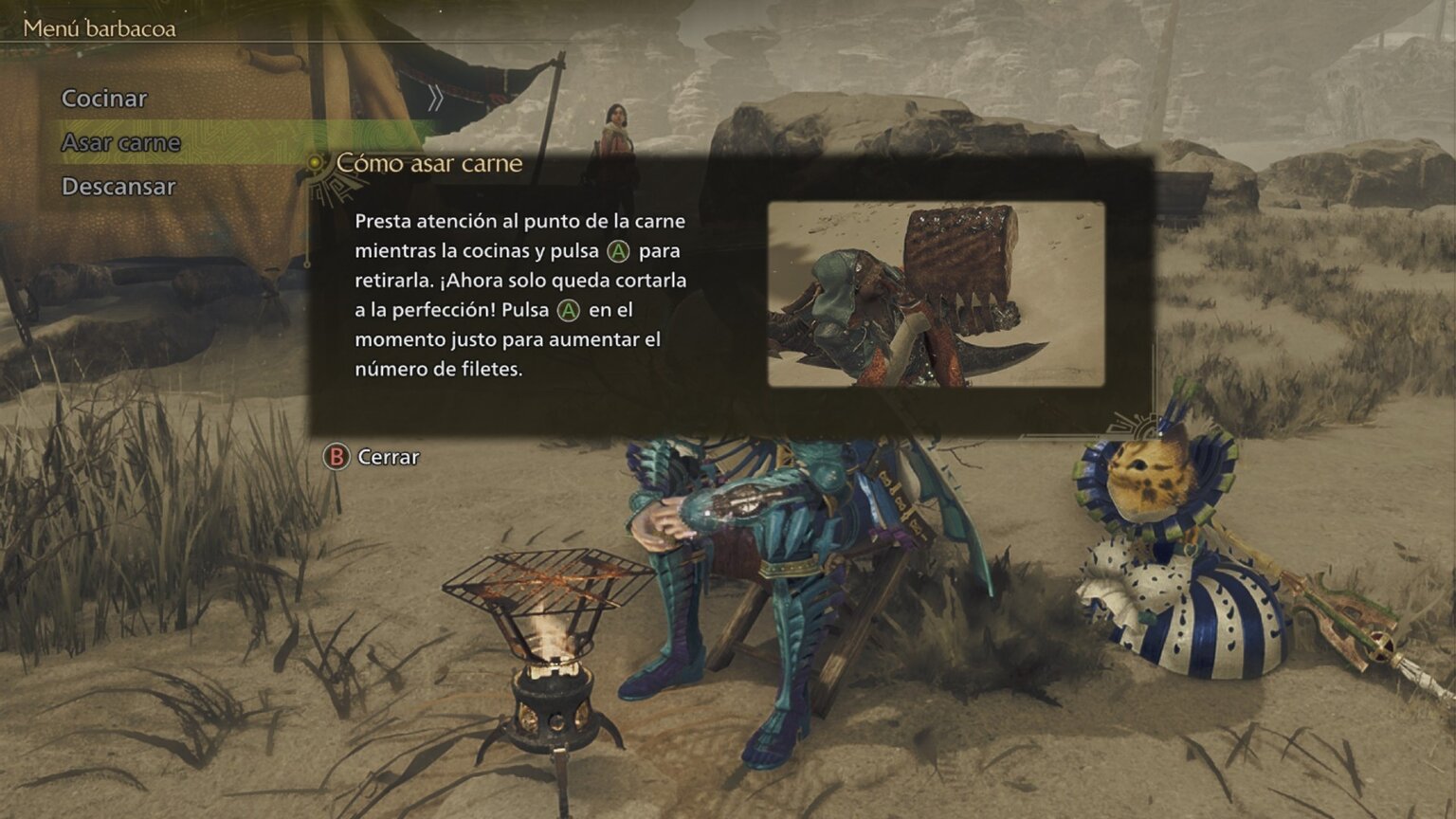 Cómo cocinar y asar carne en Monster Hunter Wilds y conseguir el logro