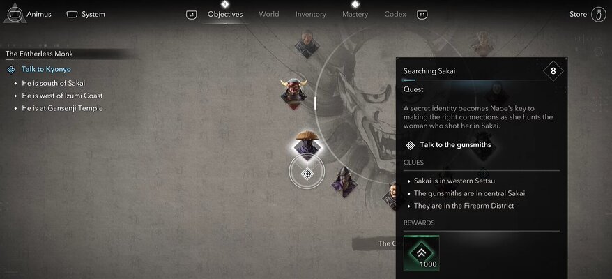 Cómo explorar y rastrear objetivos en Assassin's Creed Shadows