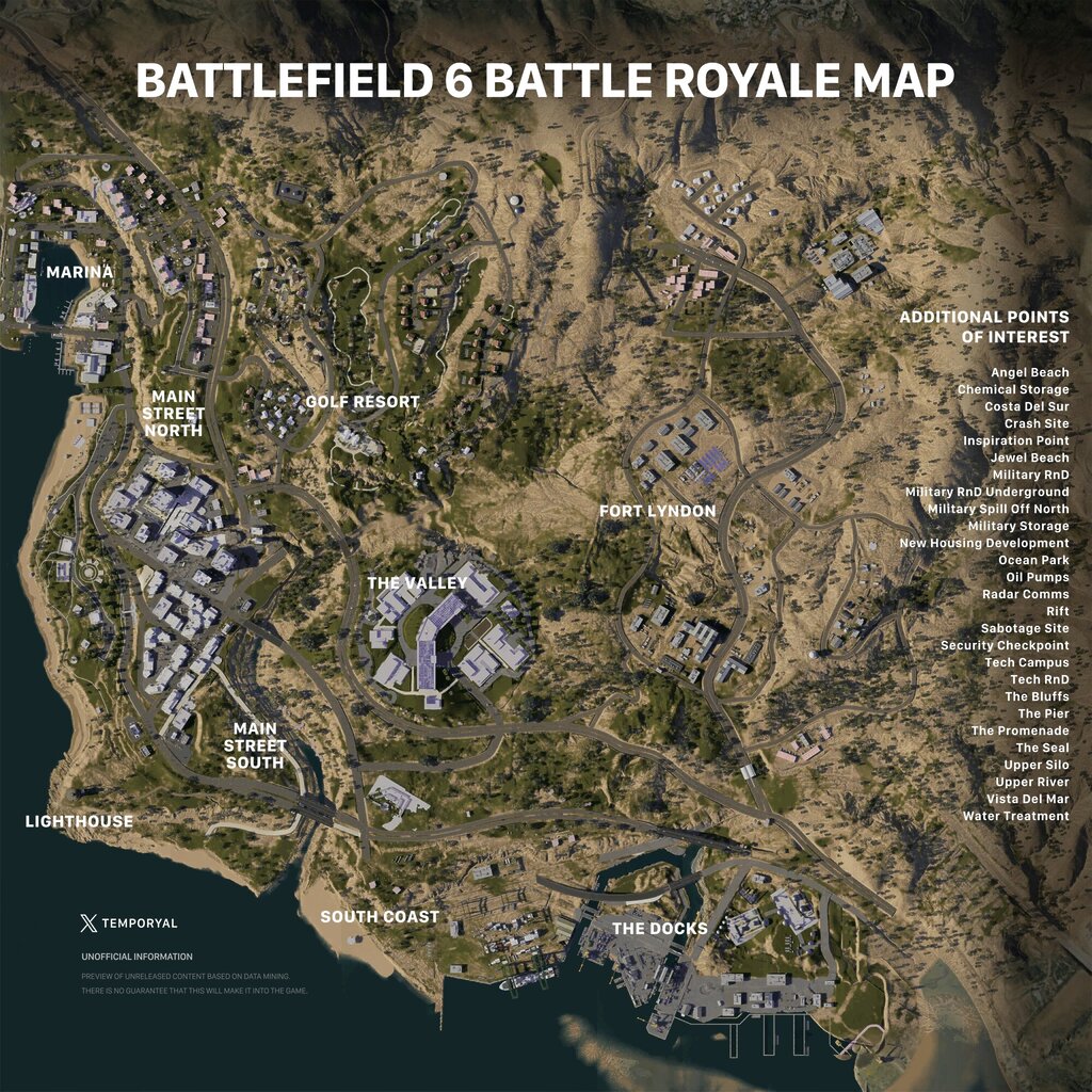 Se filtra al completo el mapa del modo Battle Royale de Battlefield 6 ...