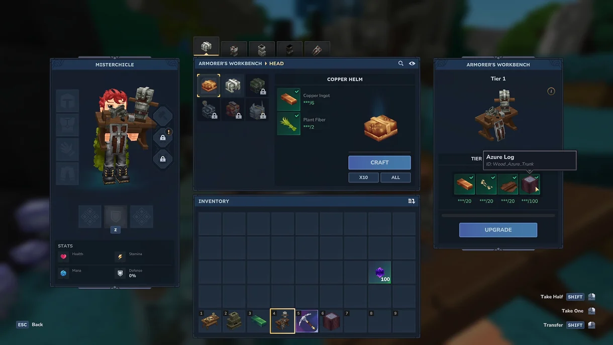 Cómo conseguir Azure Log en Hytale y mejorar la Armorer's Workbench a ...